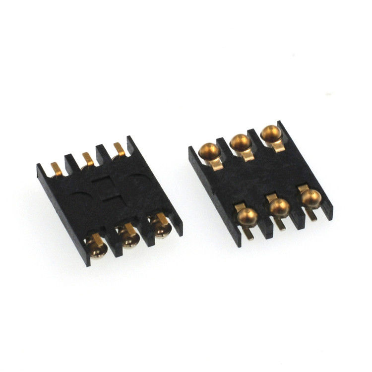 Spherical Shrapnel 6 Pin SIM Card Socket Connector SMT 1.5mm 2.0mm Height