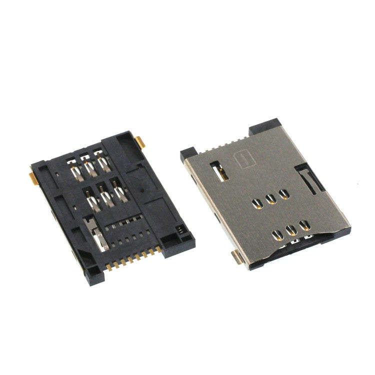 2.2mm Height Micro Sim Card Connector Sockets 8 Pin Push Extended Type