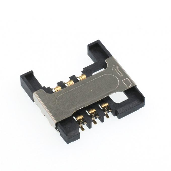 Insertion Type Sim Card Socket Connector 6 Pin Height 2.9mm Card Connector
